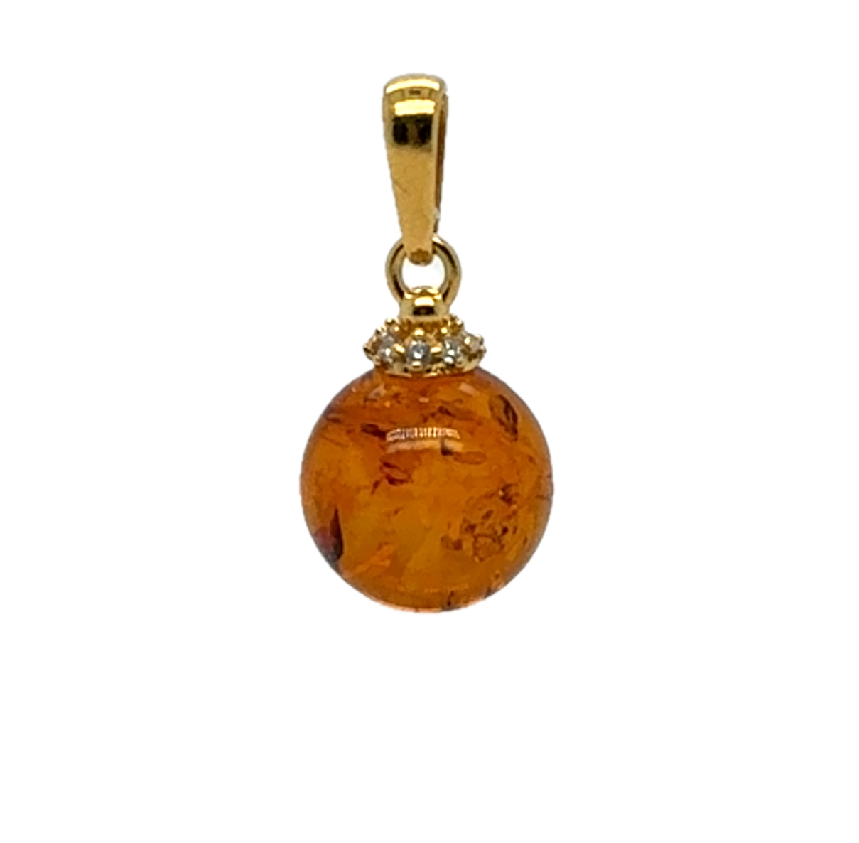 Gold Plated Baltic Amber Ball Pendant – B & S Lyncris Jewellers